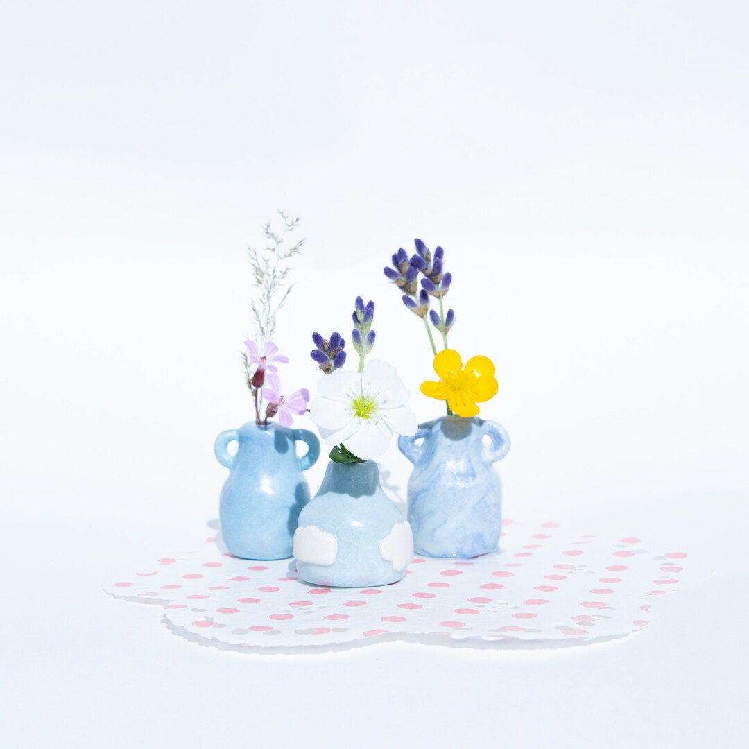 Mini Short Vase L Cloud Patterned L Cute Gift L Housewarming Gift L ...