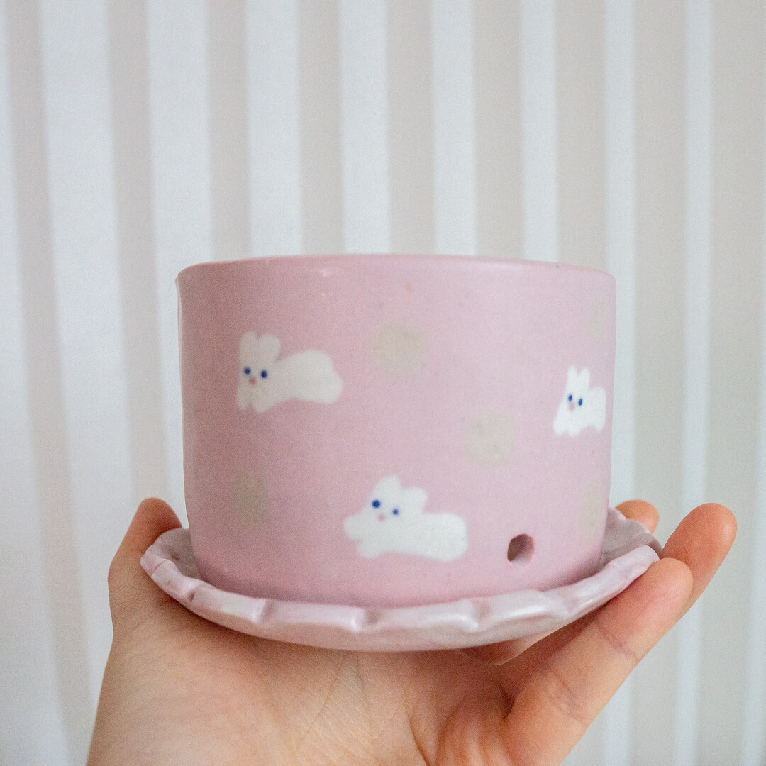 Bunnies Running Planter L Small Flower Pot L Handmade Ceramics L Cute ...