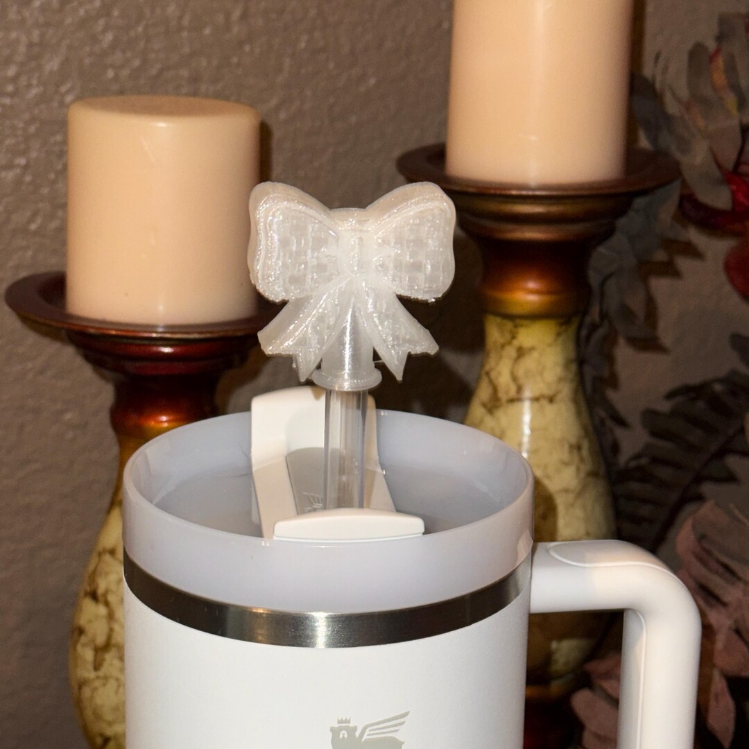 Fancy Translucent Croquet Bow Straw Topper, Straw Cover, Straw Cap ...
