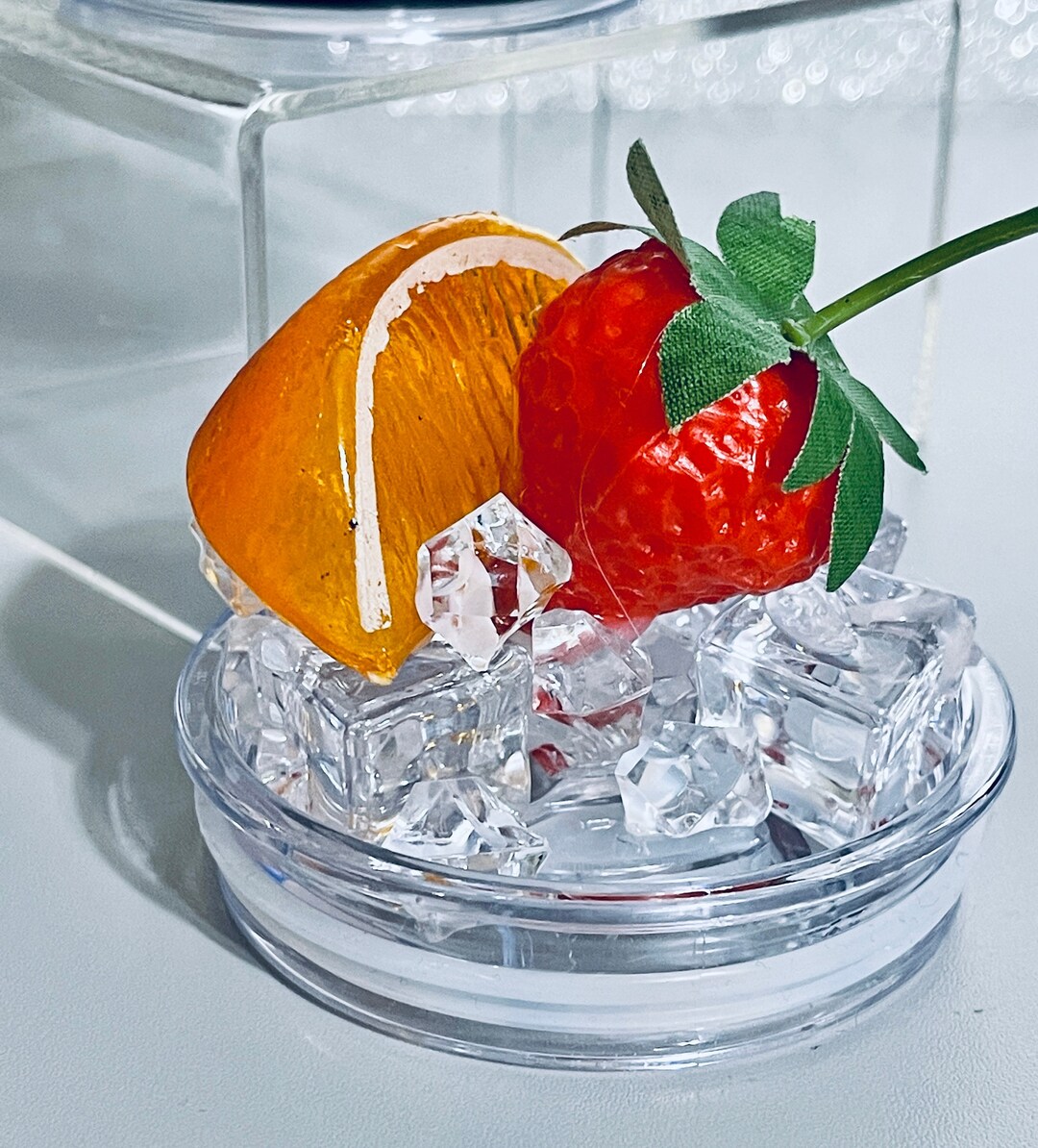 Orange Strawberry Fruit Tumbler Topper, Fruit Topped Lid Tumbler ...