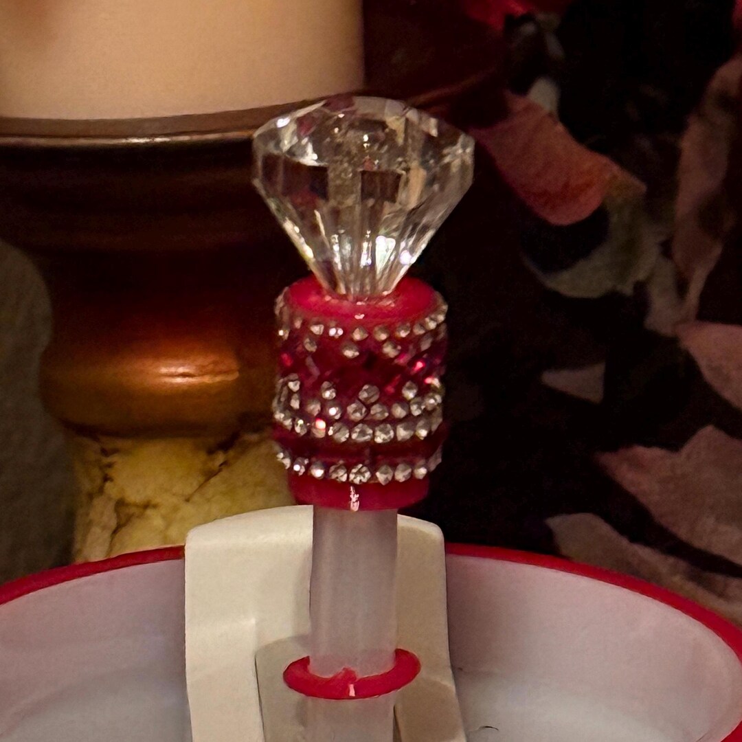 Red Silver Fancy Rhinestone Diamond Straw Topper, Straw Cover Emblished ...
