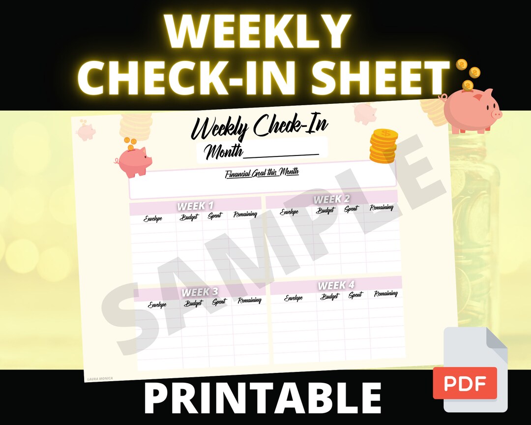 Weekly Check-in Budget Sheet (digital) - Etsy