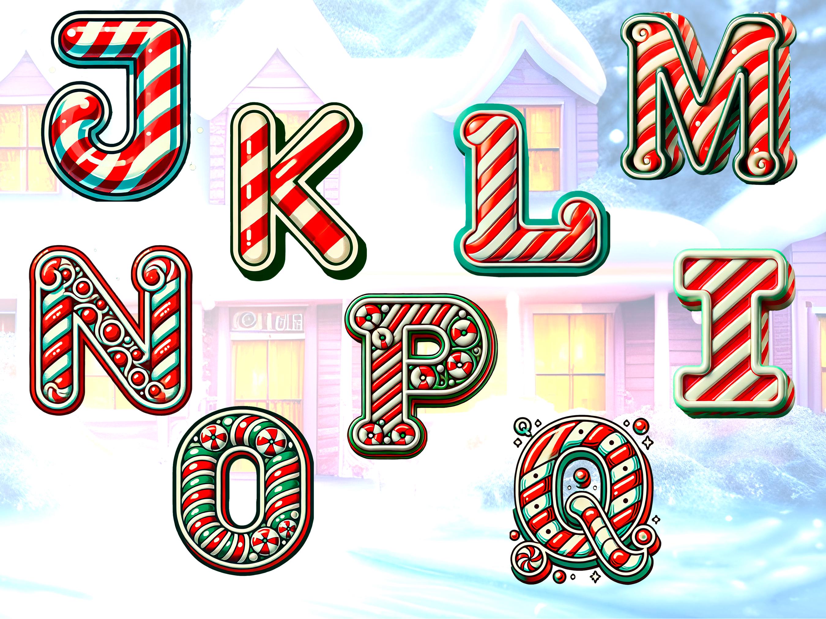 Candy Cane Alphabet--digital Set, Christmas Letters, Punctuation Marks ...