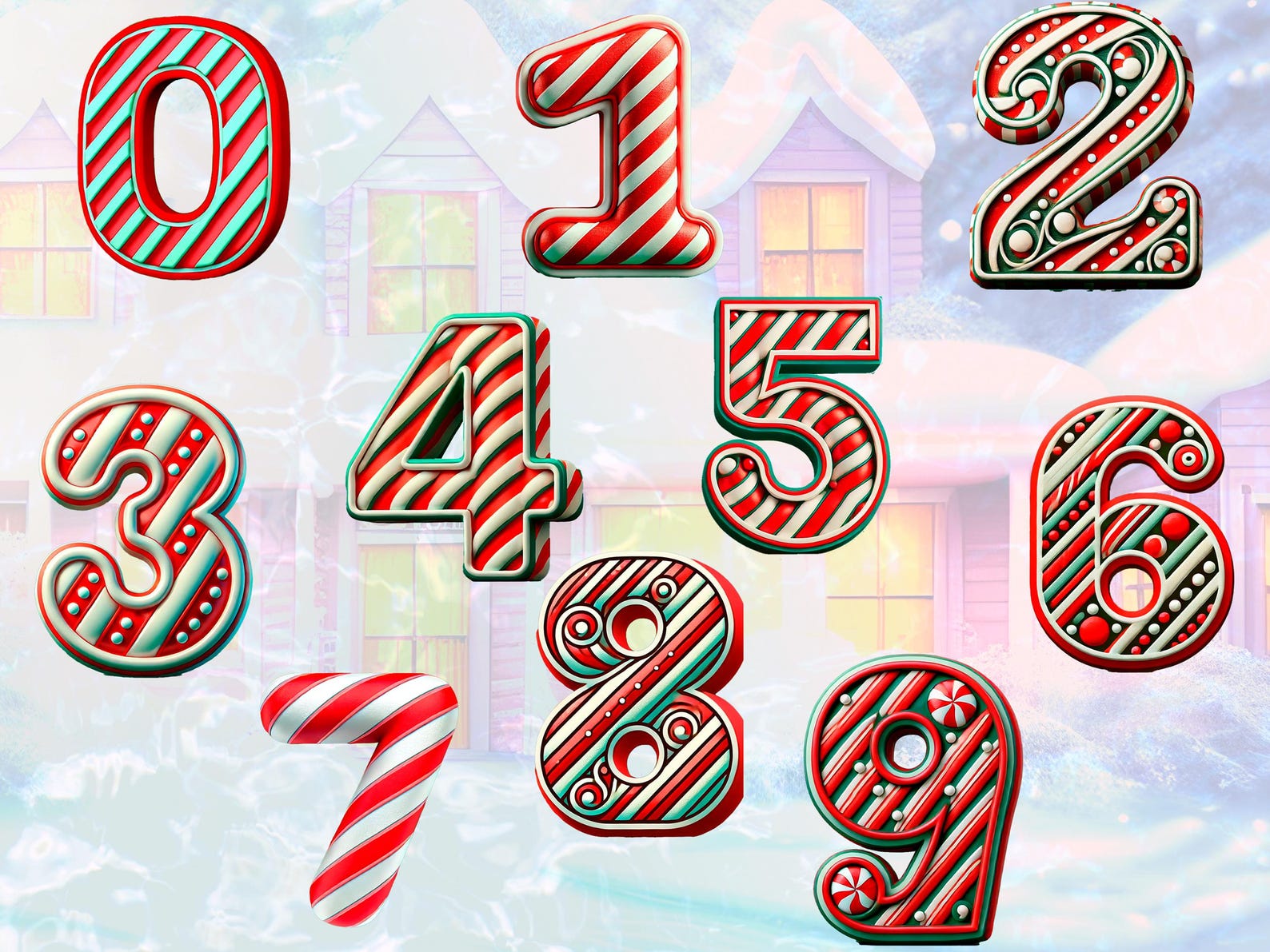 Candy Cane Alphabet--digital Set, Christmas Letters, Punctuation Marks ...