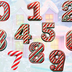 Candy Cane Alphabet--digital Set, Christmas Letters, Punctuation Marks ...