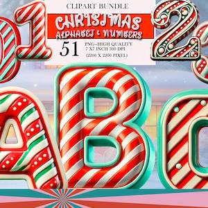 Candy Cane Alphabet--digital Set, Christmas Letters, Punctuation Marks ...