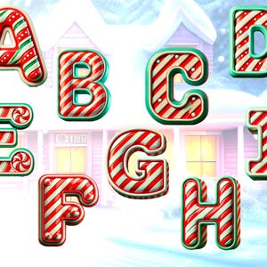 Candy Cane Alphabet--digital Set, Christmas Letters, Punctuation Marks ...