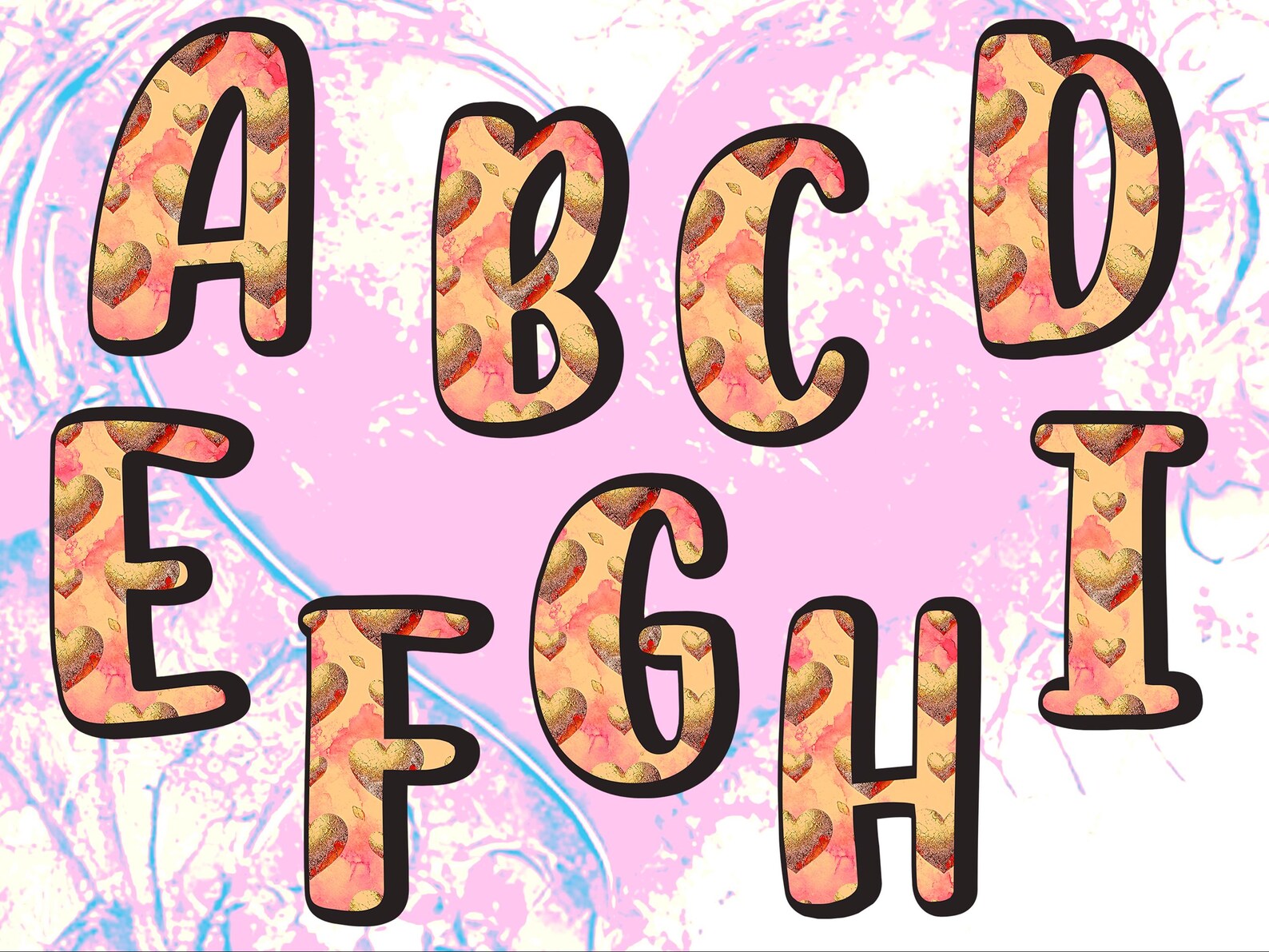 Doodle Valentine Alphabet Bundle, Love Letter Pngs, Valentine's Day ...