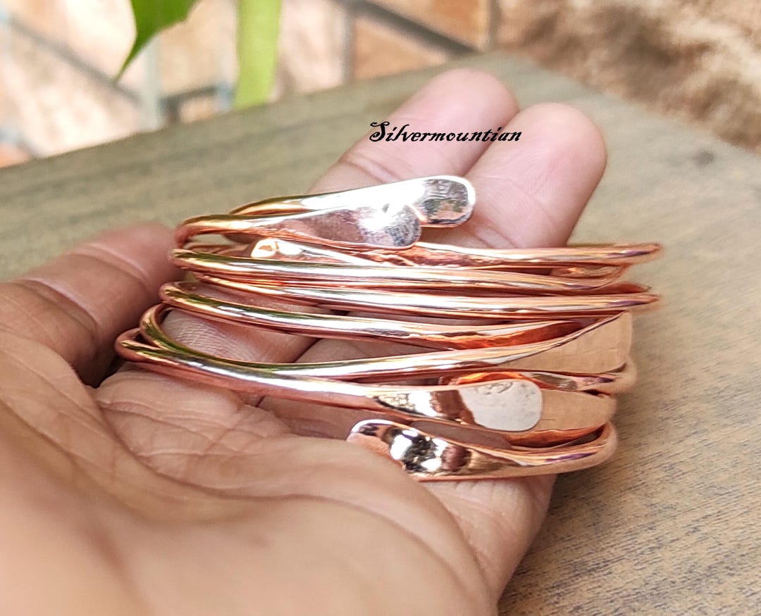 Handmade Pure Copper Bangle Set: Stacking Wire Bangles - Etsy