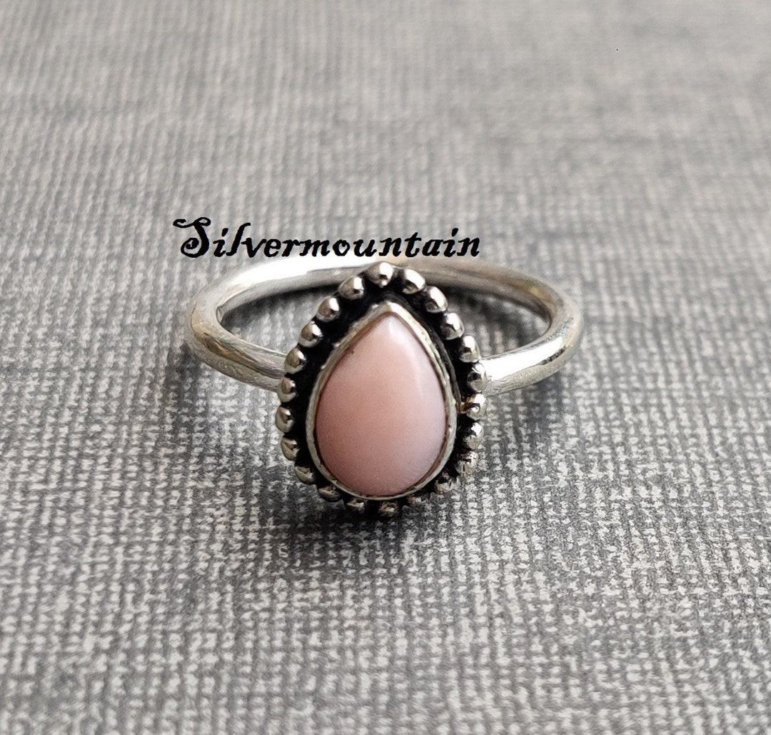 Pink Opel Ring Pear Shape Ring Gemstone Ring 925 Sterling Silver Ring ...