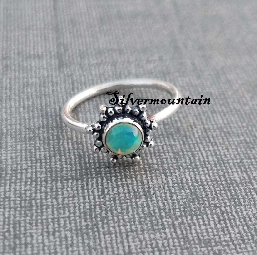 Opel Gemstone Ring* Flower Ring* Beautiful Ring* 925 Sterling Ring ...
