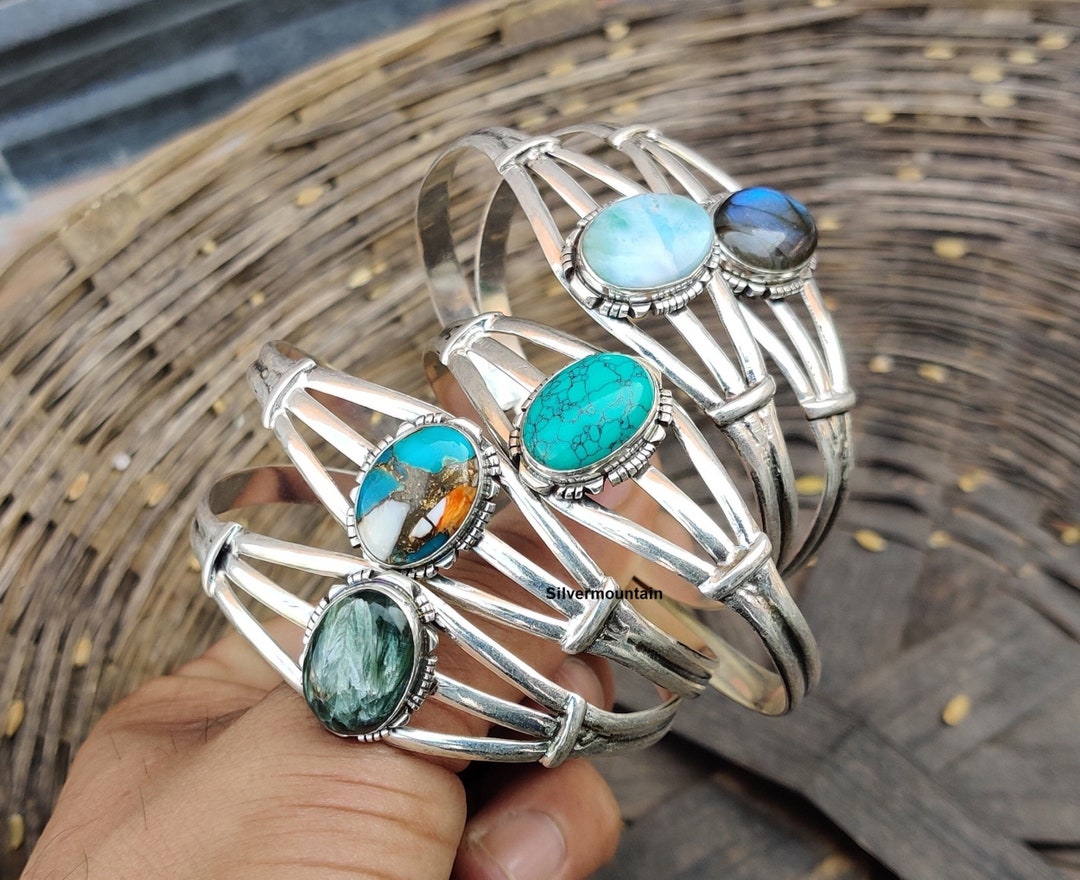 Natural Gemstone Bangles! Handmade Bangles! 925 Sterling Silver Bangles! Designer Bangles ...