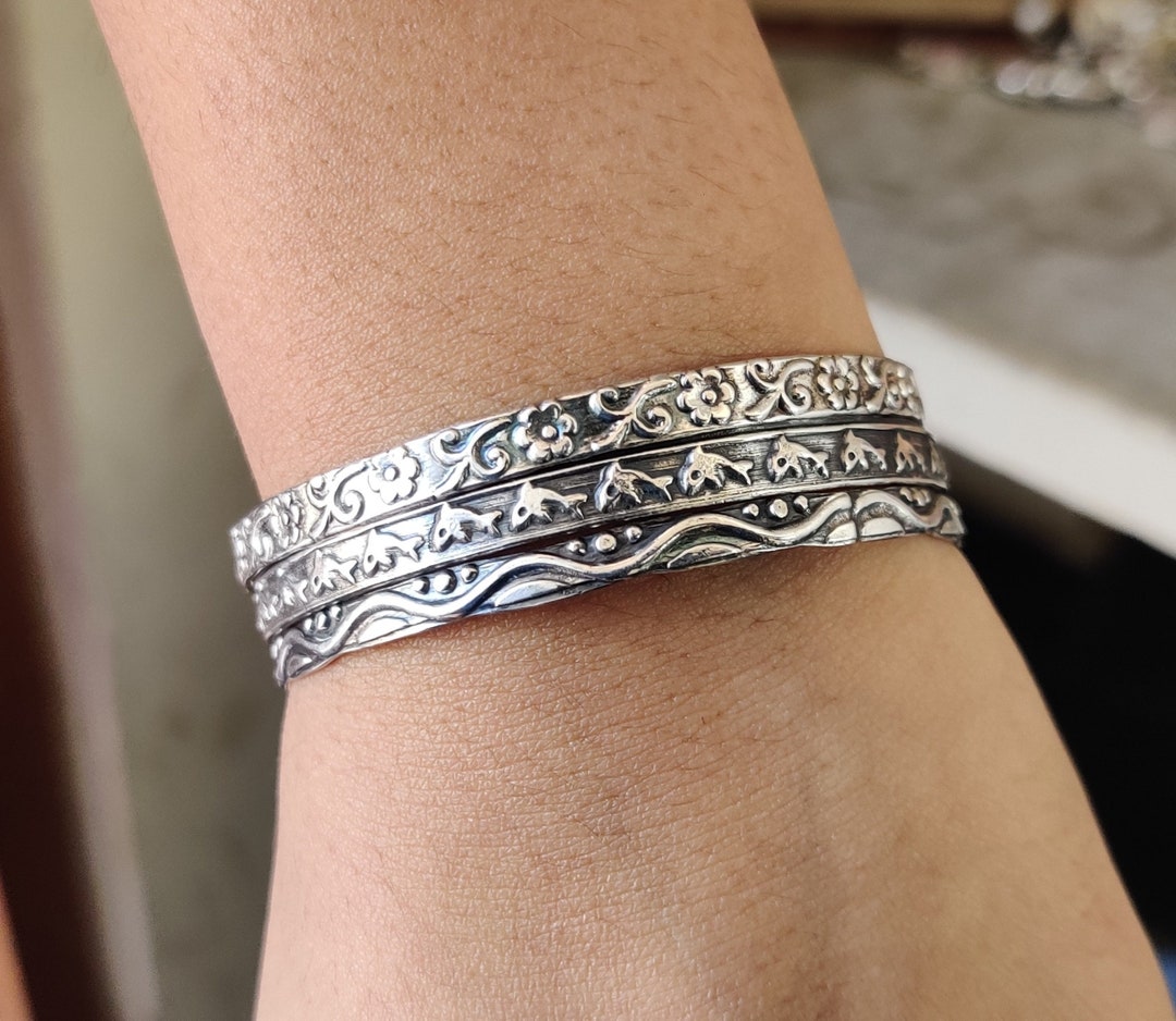 Three Designer Bangle* 925 Sterling Silver Bangle* 7 Days Bangle* 3 Set ...