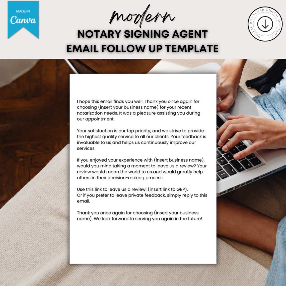 Notary Email Follow up Template | Review Request Email | Notary Email ...