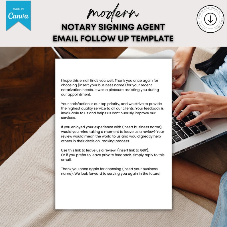 Notary Email Follow up Template | Review Request Email | Notary Email ...