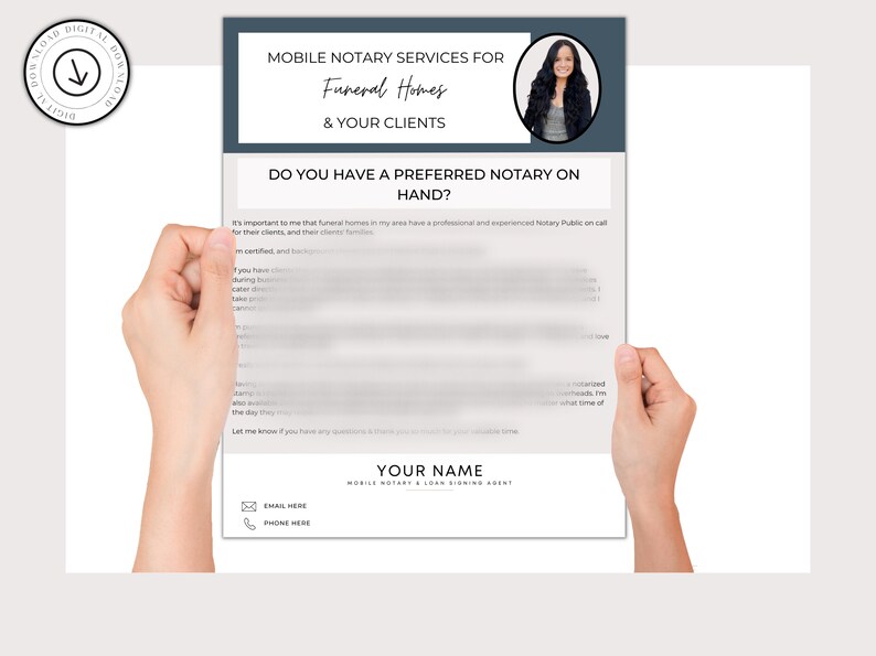 Notary Marketing Flyer for Funeral Homes Loan Signing Agent - Etsy