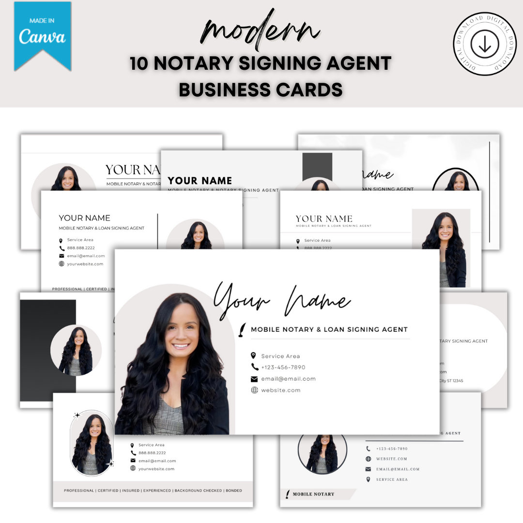 10 Notary Business Cards Notary Business Card Kit Notary Business Card ...