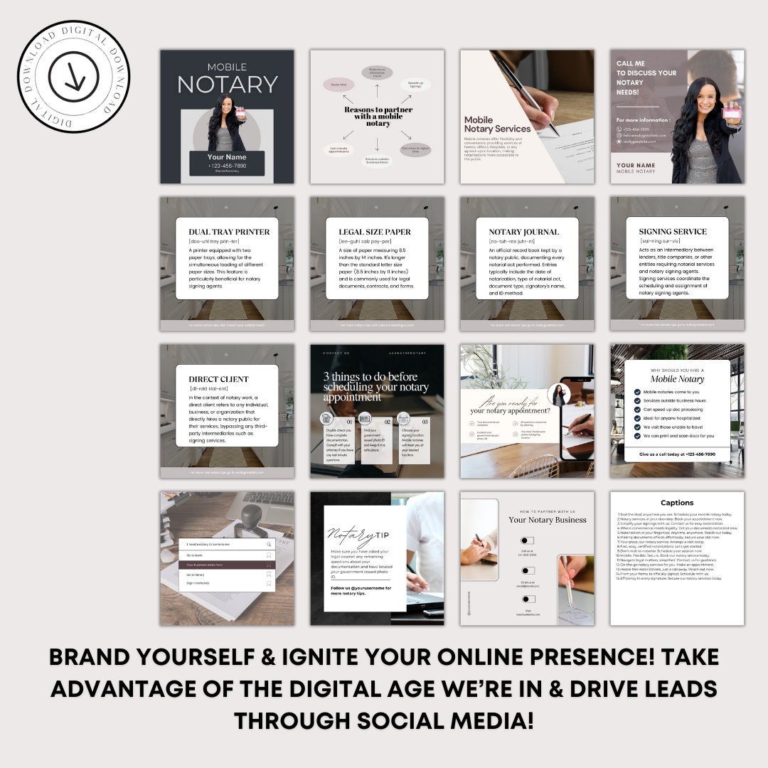 15 Mobile Notary Social Media Posts | Notary Insta Posts | Signing ...