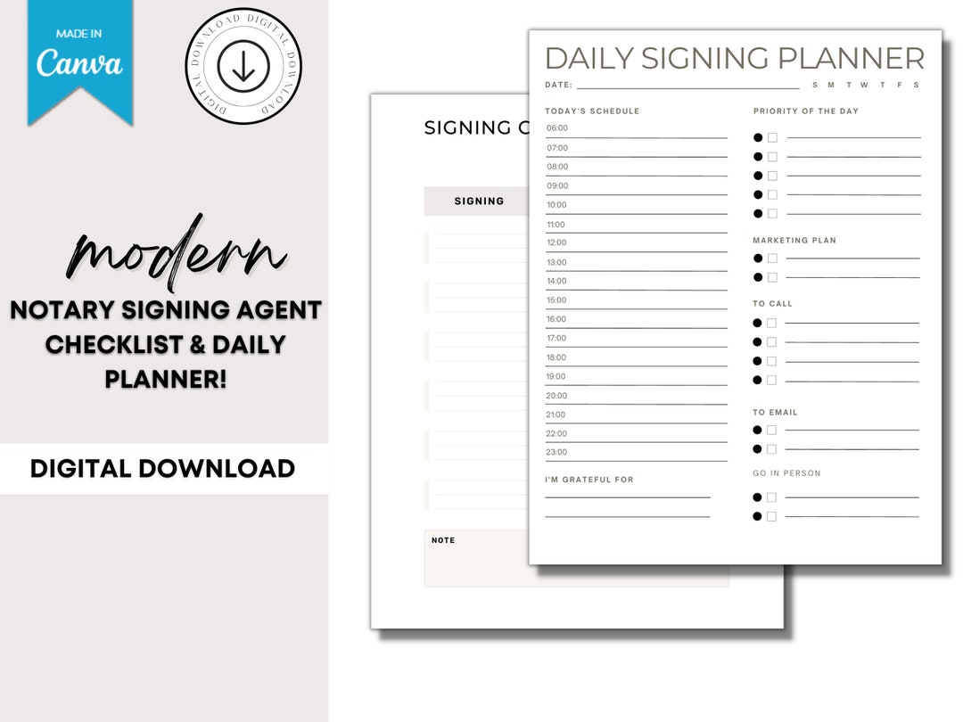 Notary Planner | Signing Agent Planner | Signing Agent Checklist ...