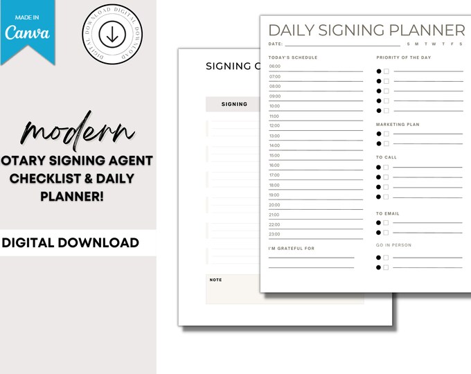 Notary Planner | Signing Agent Planner | Signing Agent Checklist ...