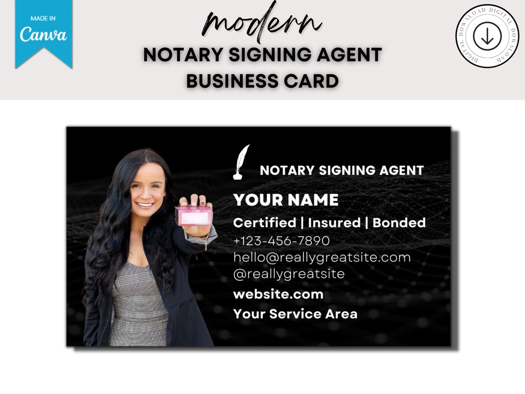 Notary Business Card Signing Agent Business Card Notary - Etsy