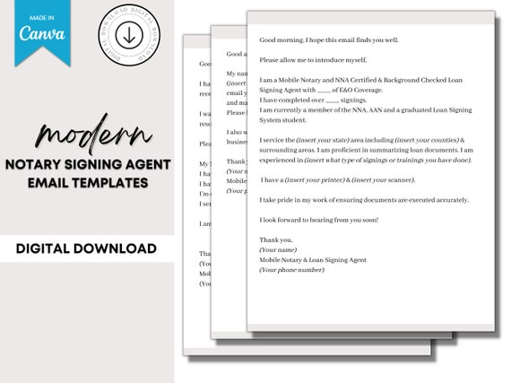 Notary Email Templates Notary Email Templates Loan Signing - Etsy