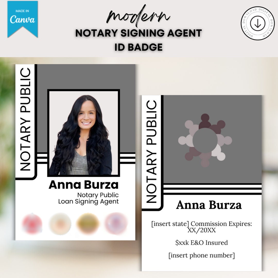 Notary ID Badge | Notary Identification Badge | Notary Badge | Signing ...
