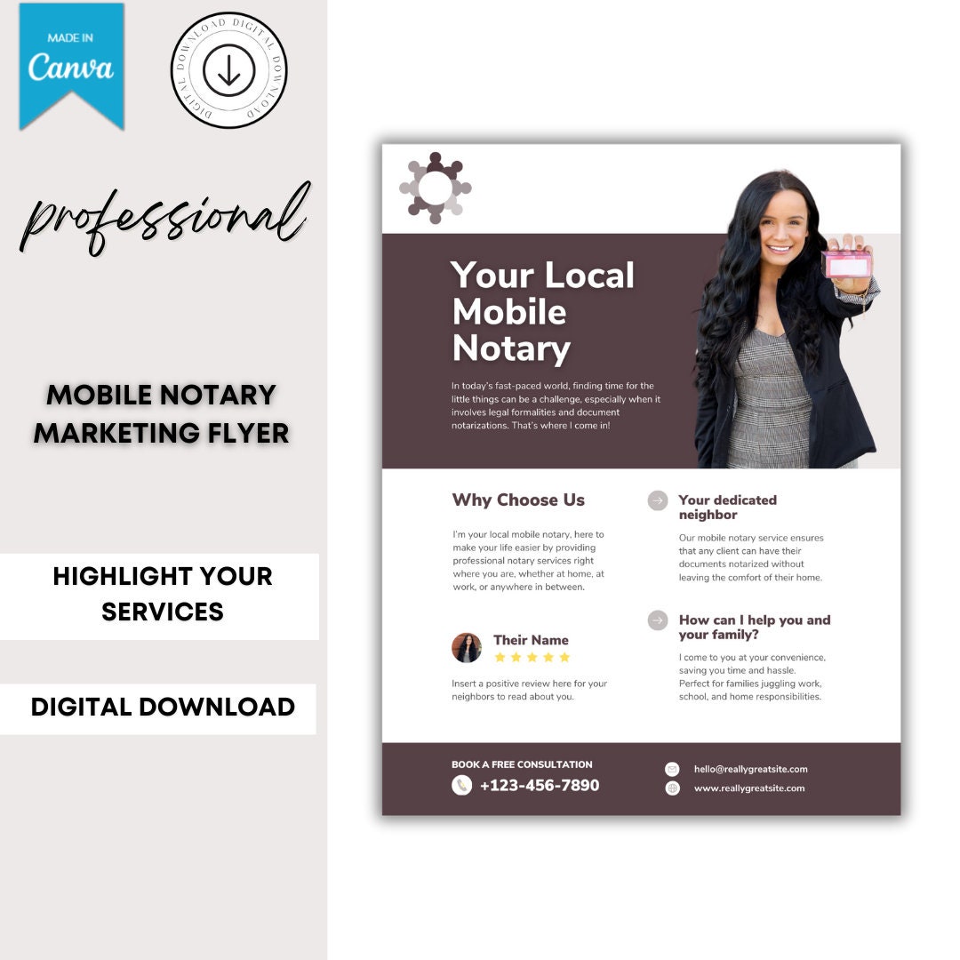 Mobile Notary Marketing Flyer | Market Your Notary Services | Notary ...