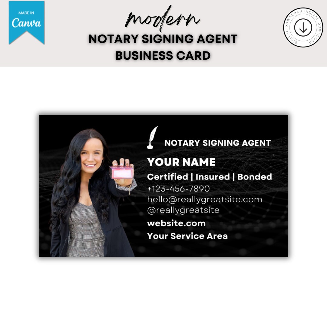 Notary Business Card | Signing Agent Business Card | Notary Business ...
