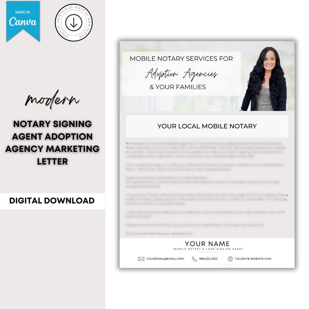 Notary Marketing Adoption Agency Letter | Loan Signing Agent | Market ...