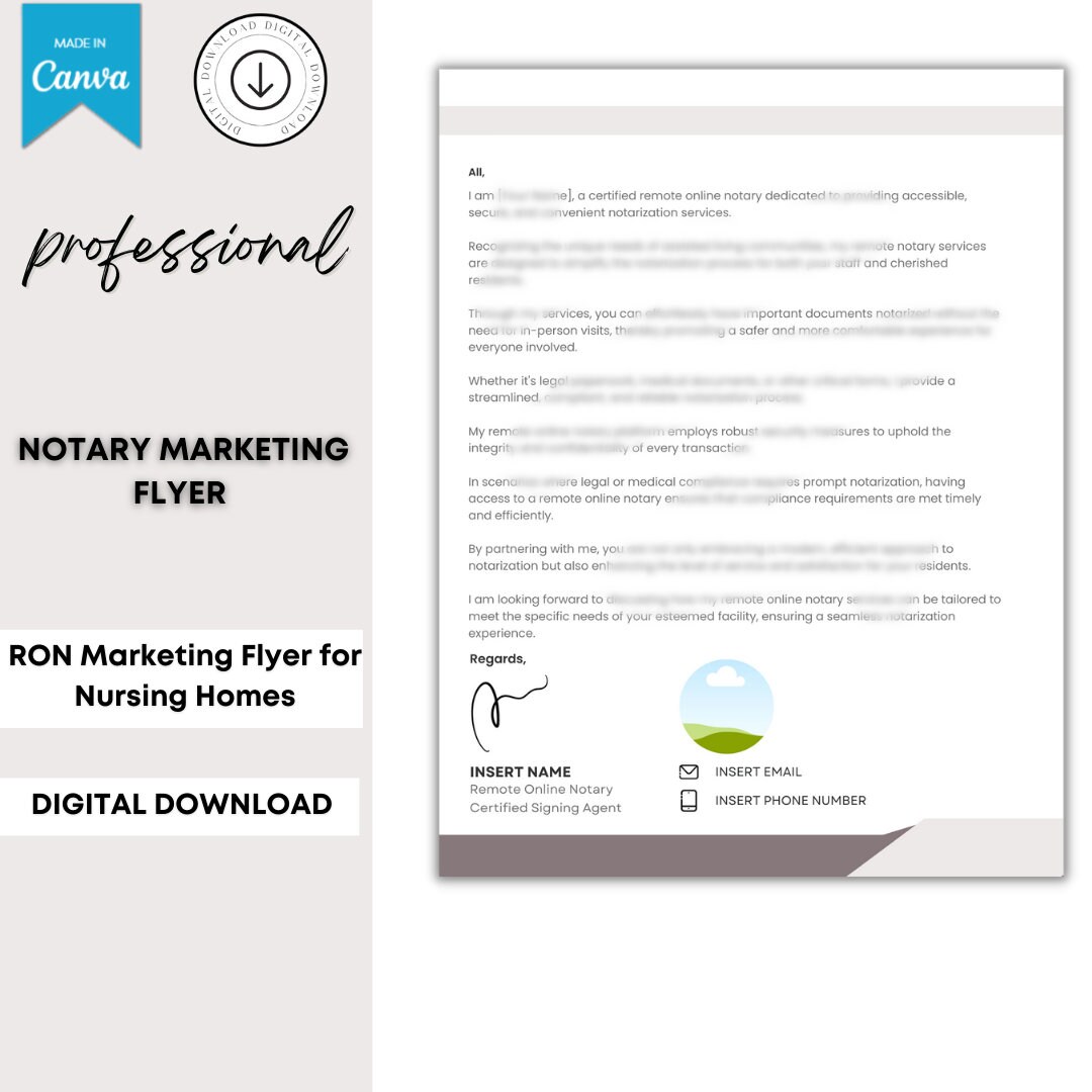 RON Marketing Flyer for Nursing Homes | Remote Online Notary for ...