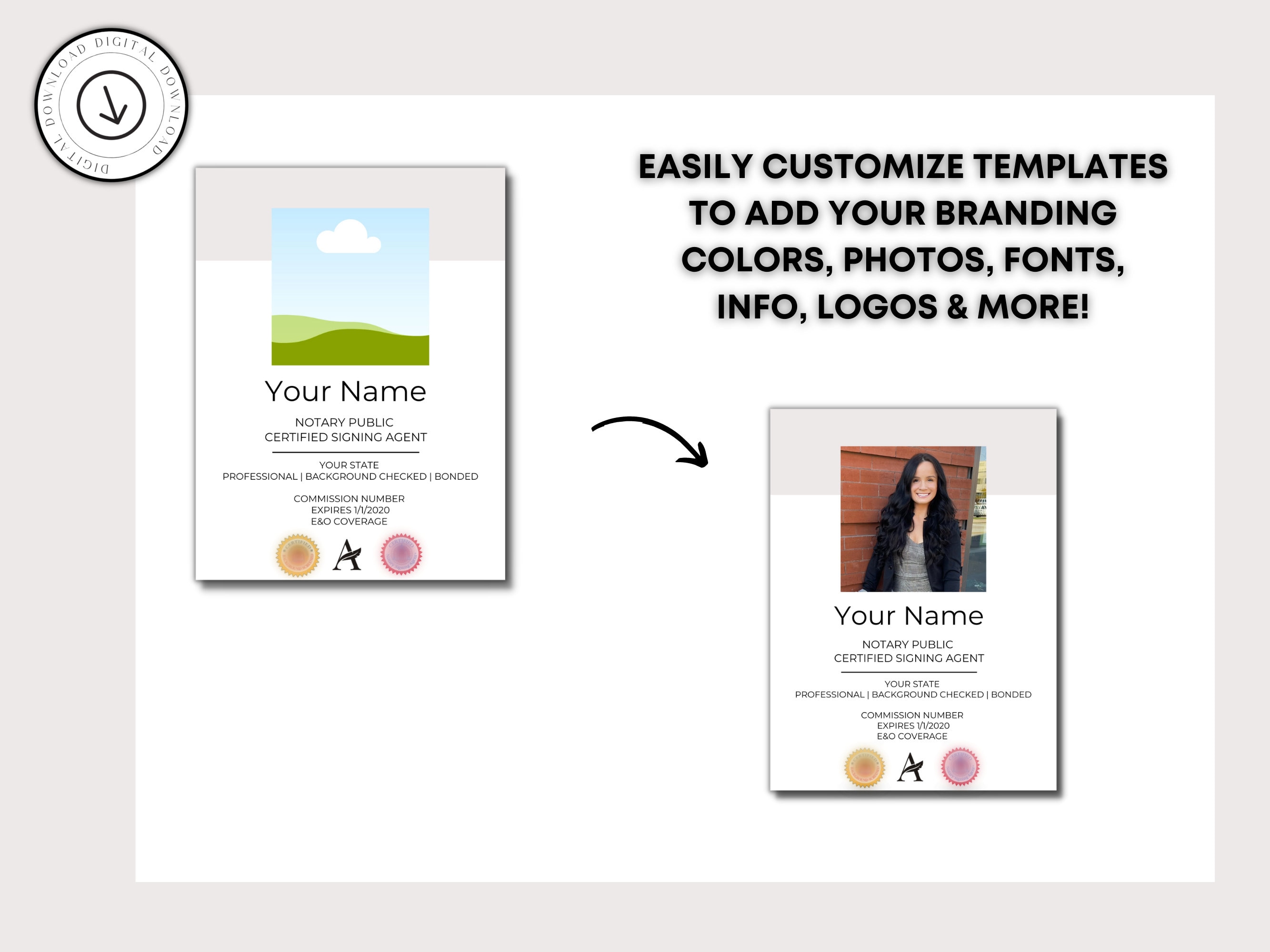 Notary ID Badge Notary Identification Badge Notary Badge Signing Agent ...