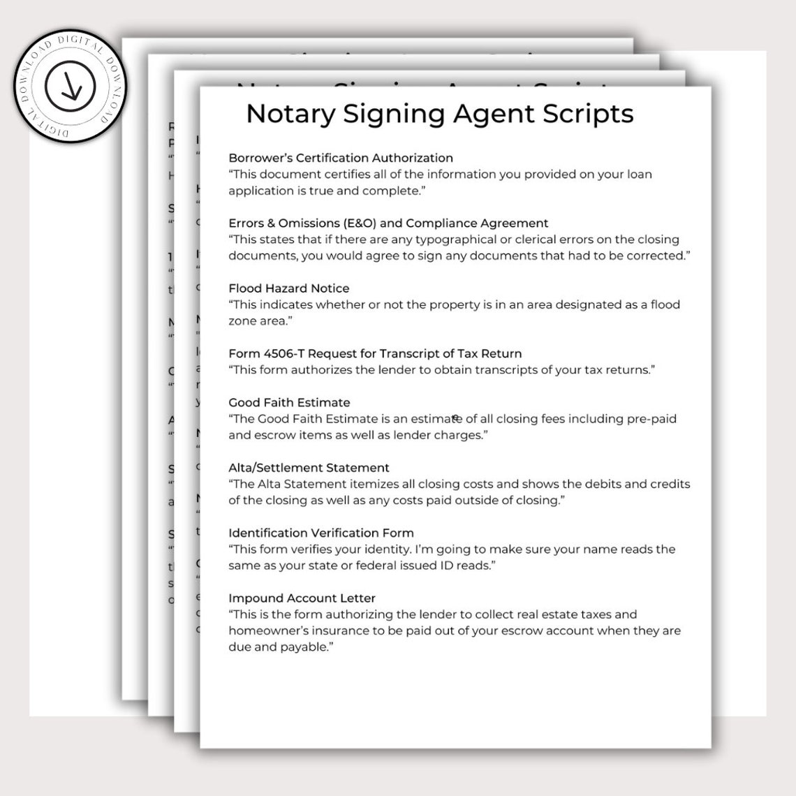 Notary Signing Agent Scripts | Loan Document Guide (digital Download ...