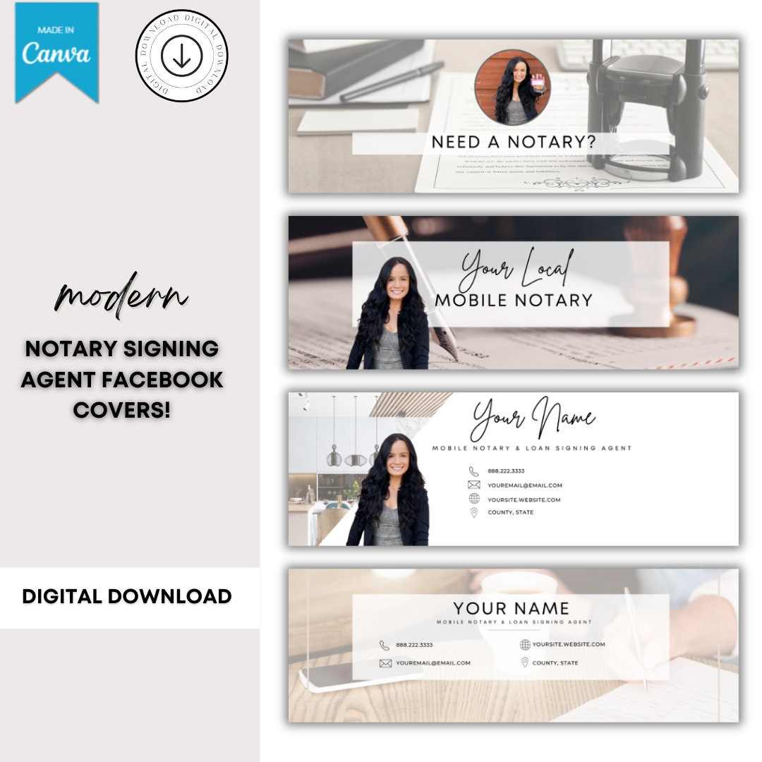 Notary Signing Agent Facebook Cover | Modern Marketing Banner (canva ...