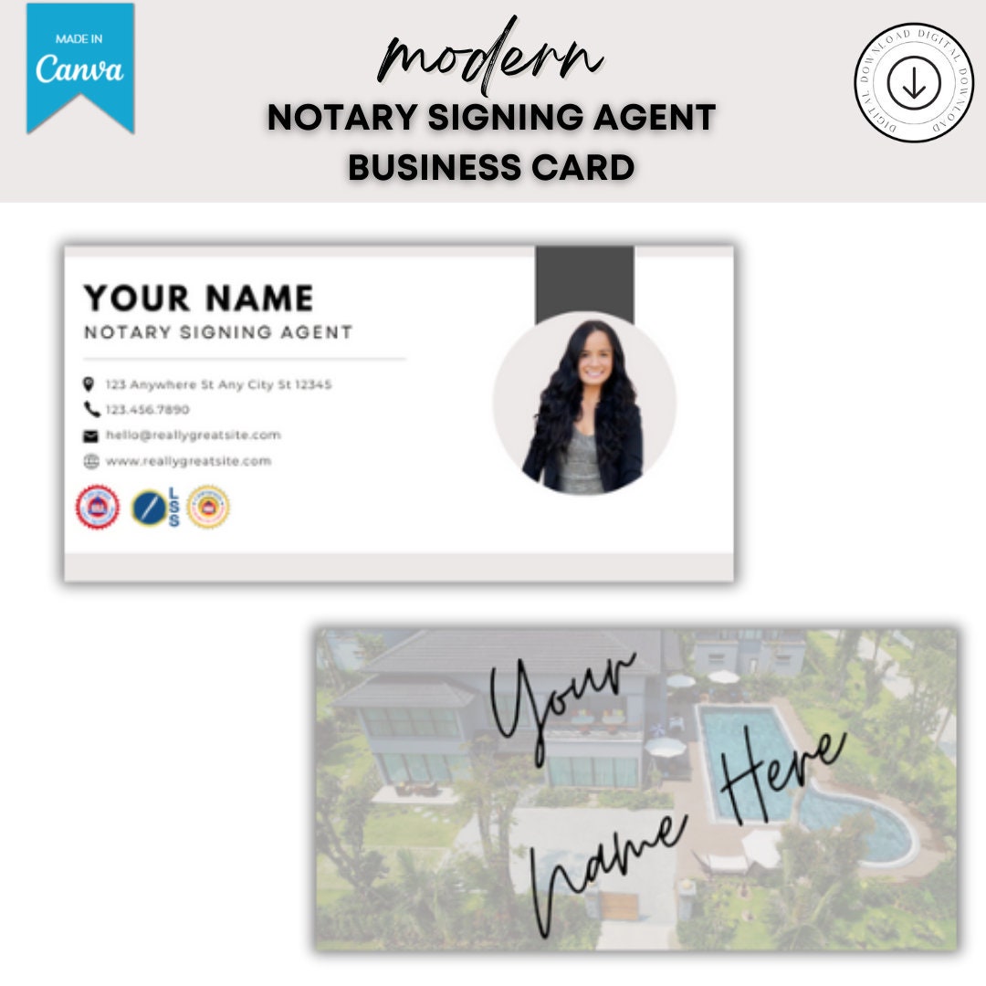 Notary Business Card | Signing Agent Business Card | Notary Business ...