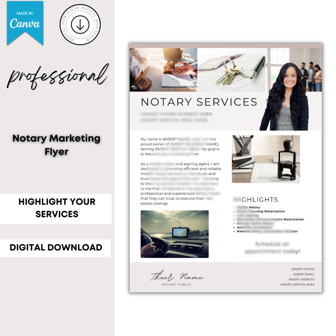 Notary Marketing Flyer | Notary Flyer | Notary Signing Agent Marketing ...