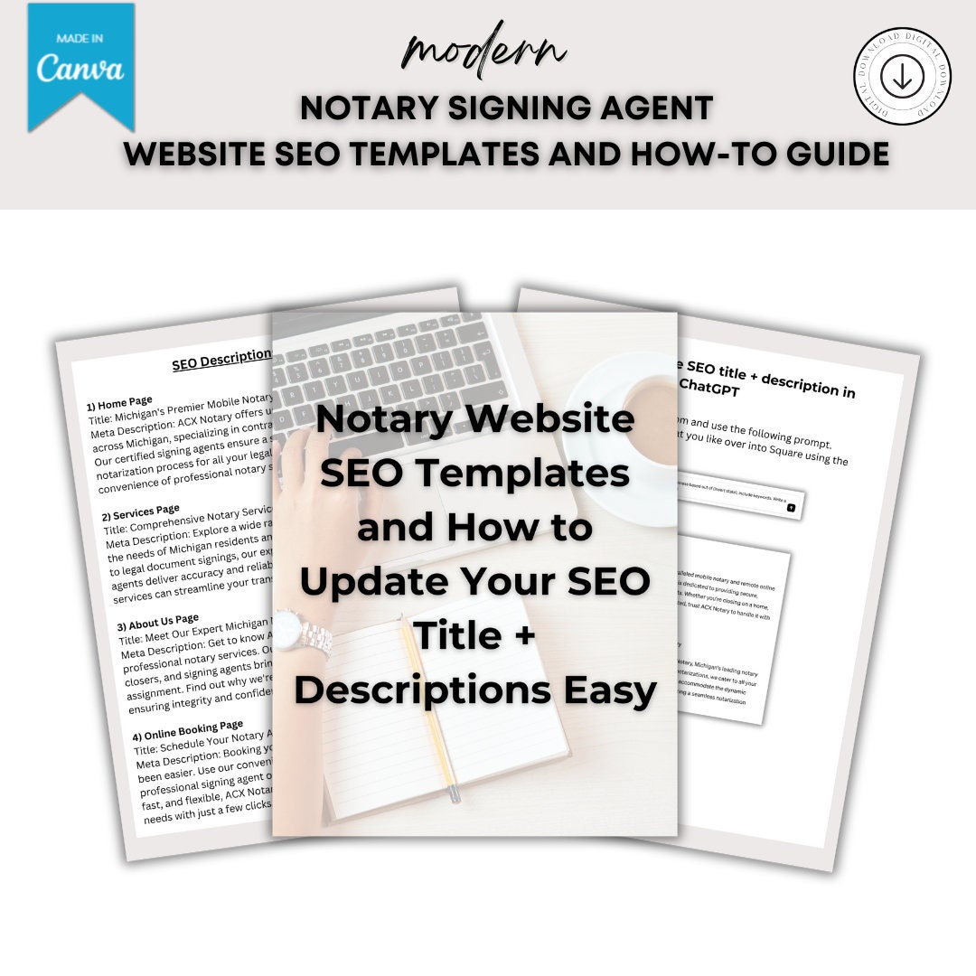 Notary Signing Agent Website SEO Template | Notary Marketing Website ...