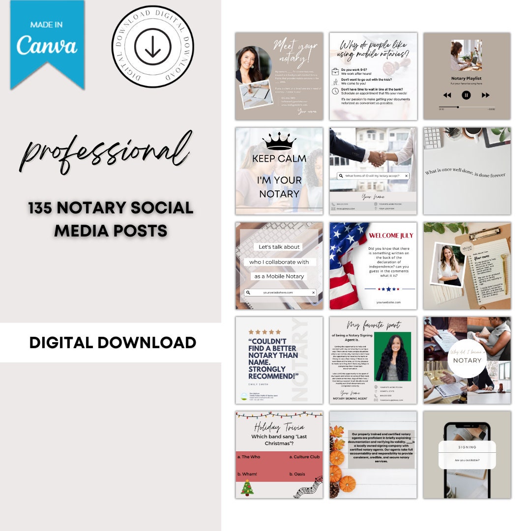 135 Notary Social Media Posts | Notary Insta Posts | Signing Agent ...