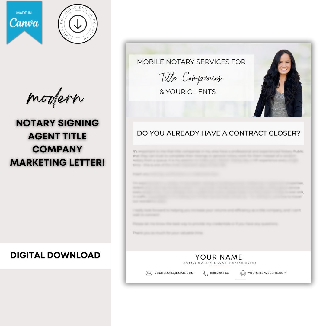 Notary Title Company Letter | Loan Signing Agent | Market to Title ...