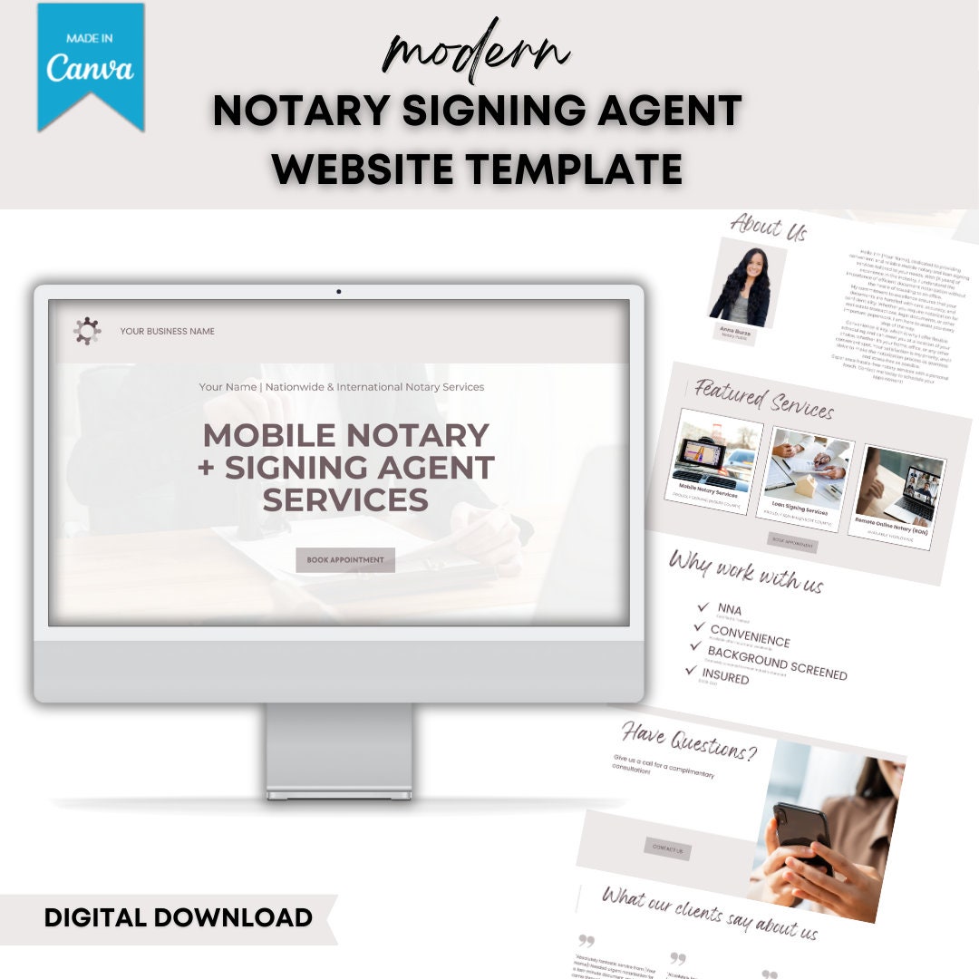Notary Website Template | Notary Marketing Website | Notary Landing ...
