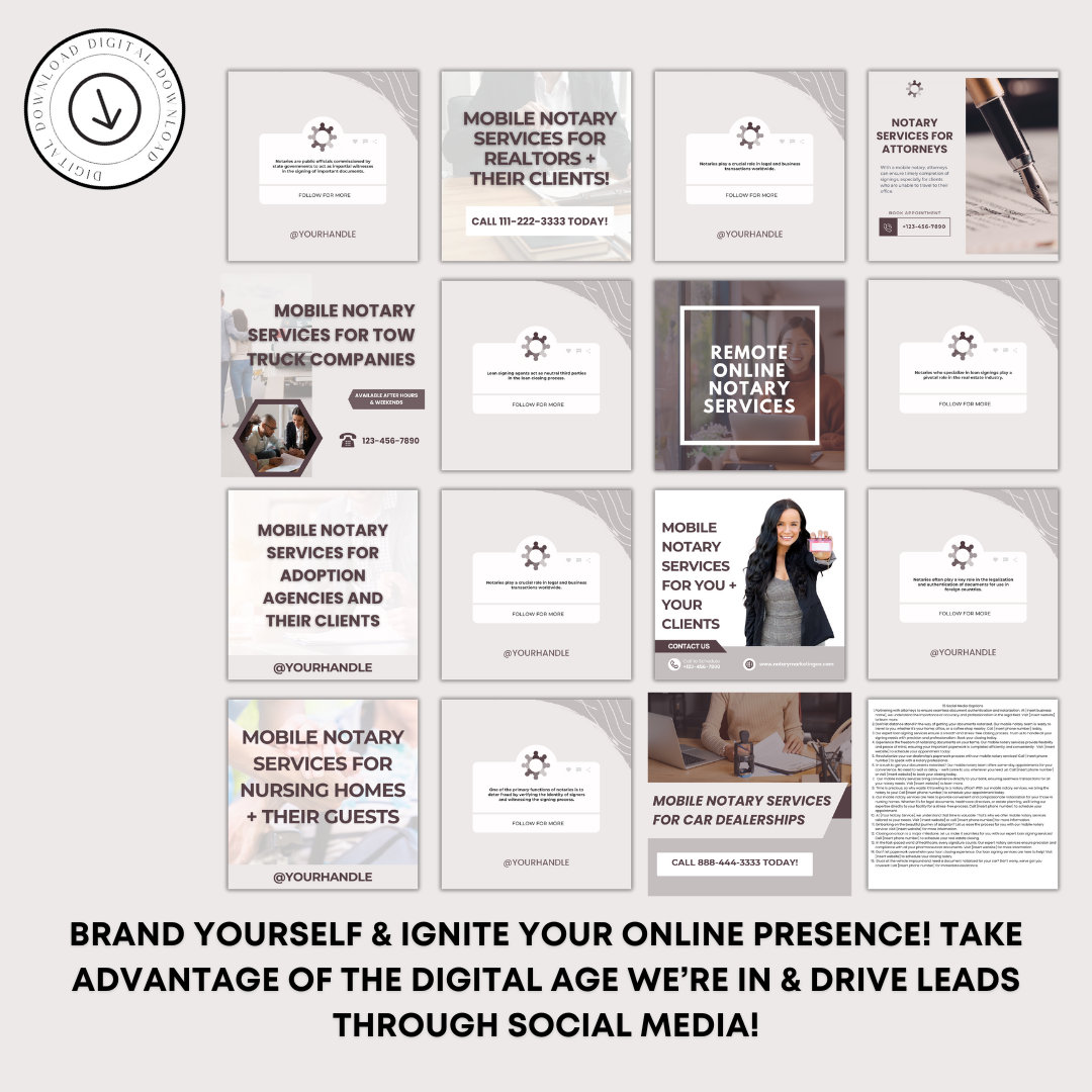 15 Mobile Notary Social Media Posts | Notary Insta Posts | Signing ...