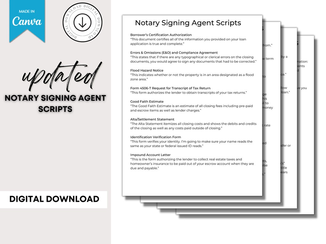 Notary Signing Agent Scripts Notary Scripts Loan Signing Agent Notary ...