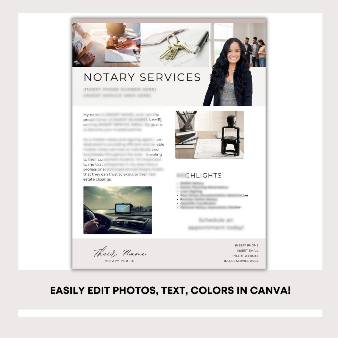 Notary Marketing Flyer Notary Flyer Notary Signing Agent Marketing ...