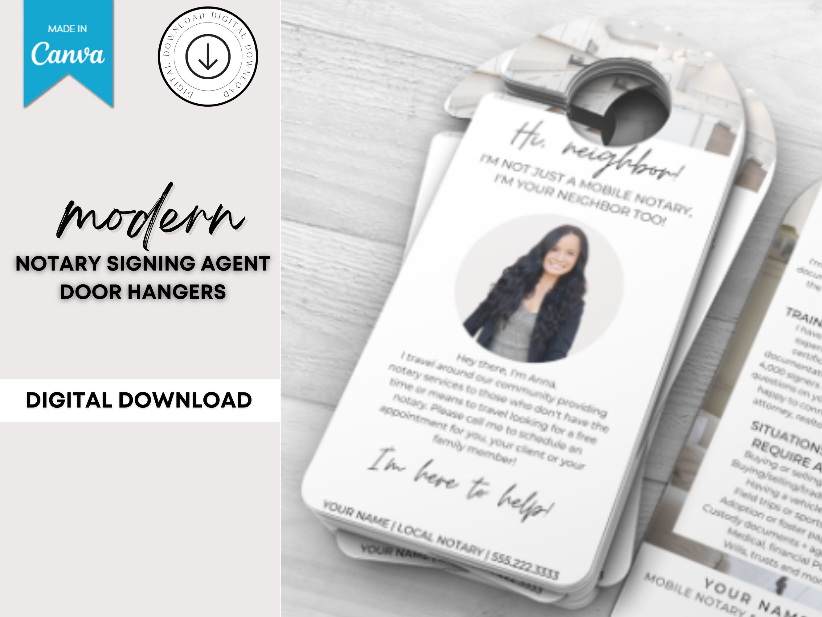 Notary Door Hanger | Loan Signing Agent Door Hanger | Notary Marketing ...