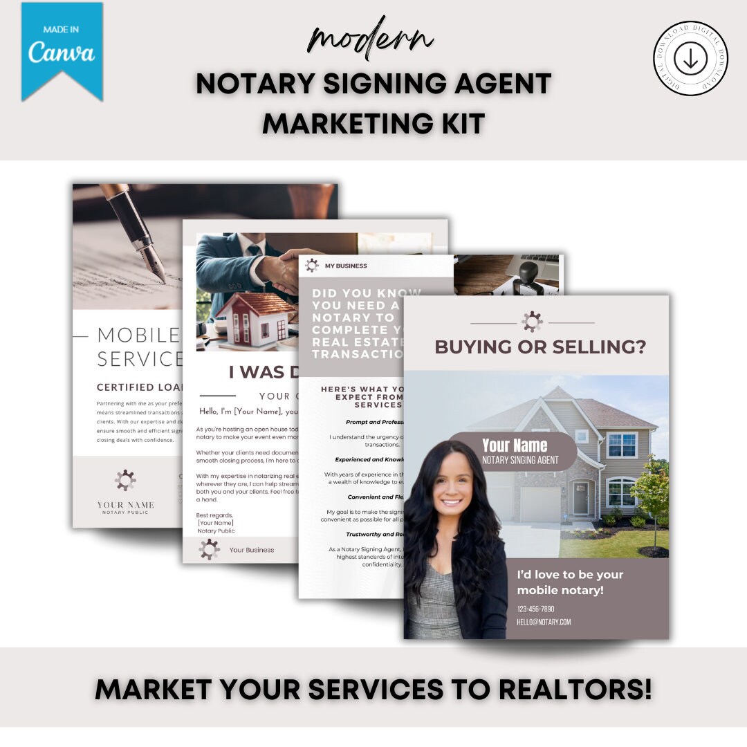 Notary Marketing Kit, Notary Marketing Flyers | Signing Agent Marketing ...