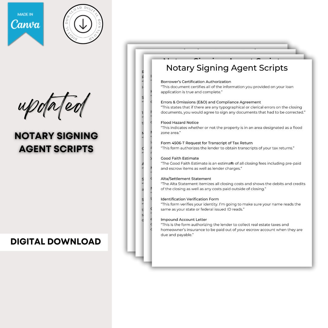 Notary Signing Agent Scripts | Notary Scripts | Loan Signing Agent ...