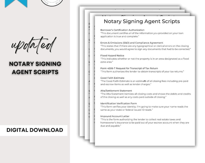 Notary Signing Agent Scripts | Notary Scripts | Loan Signing Agent ...