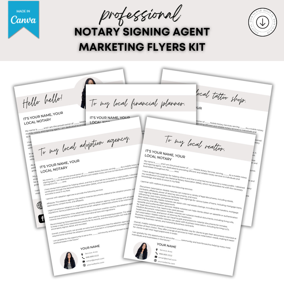 Notary Marketing Flyers 5 Signing Agent Flyers Notary Marketing Letters ...