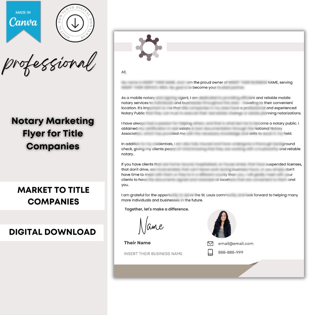 Notary Marketing Letter | Notary Letterhead | Notary Flyer | Signing ...