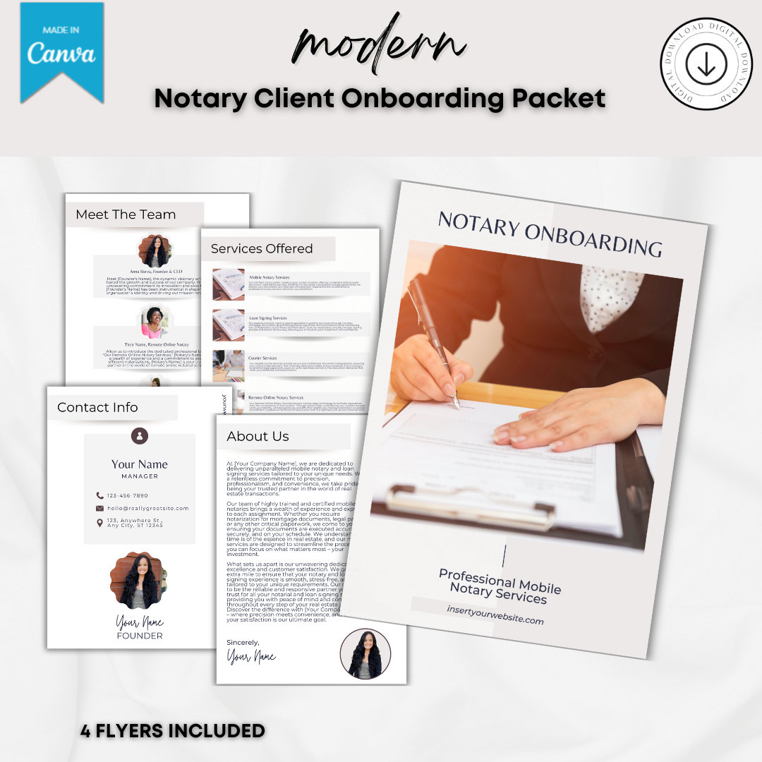 Notary Client Onboarding Packet | Notary Hiring Packet | Loan Signing ...